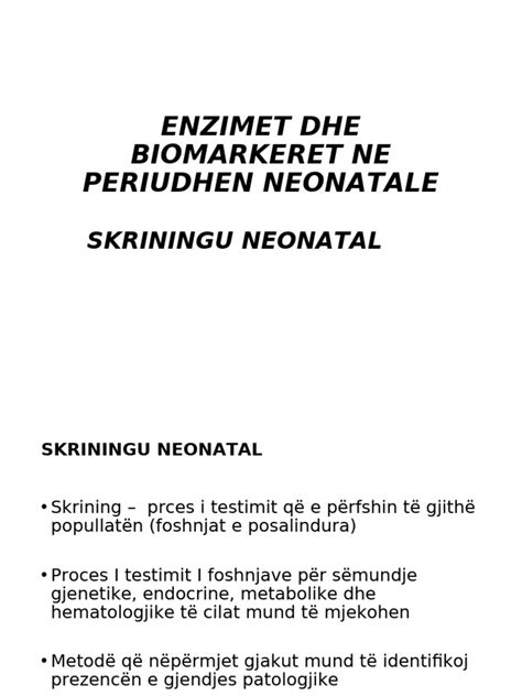 Neonatal Screening Pdf