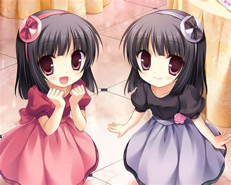 Brown Hair Anime Girl Twins Anime Wallpaper Hd
