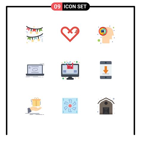 Set Of 9 Modern Ui Icons Symbols Signs For Analysis Sync Surprise Link