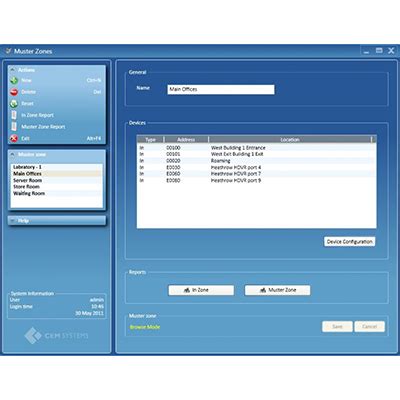 CEM AC2000 Muster Zones Access Control Software Technical Specifications Security Products