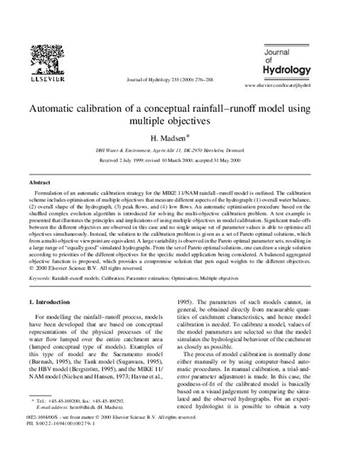 Pdf Calibration Of The Conceptual Rainfall Run Off Models Parameters