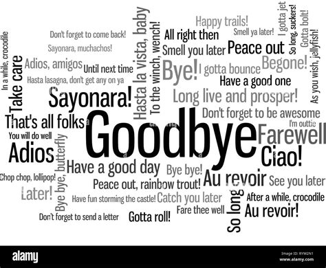 Goodbye Word Tag Cloud, shows words and phrases how to express feelings when say farewell ...