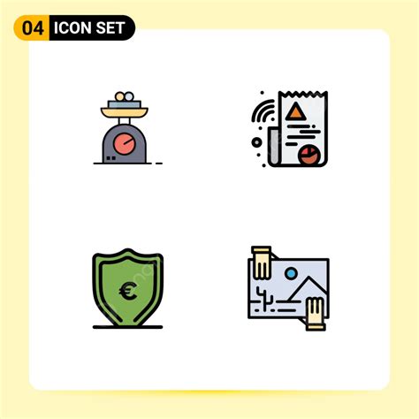 User Interface Pack Of 4 Basic Filledline Flat Colors Of Machine Pack Shield Scale Png And