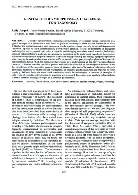 pdf genitalic polymorphism a challenge for taxonomy