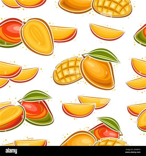 Vector Mango Seamless Pattern Repeating Background With Illustration