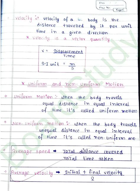 Ncert Class 9 Science Motion Notes Pdf Handwritten And Short Notes