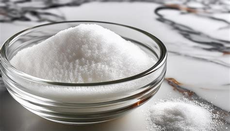 Granulated Sugar In A Glass Bowl On A Marble Background 51251249 Stock