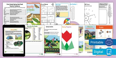 1st Grade Spring Sub Packet Spring Resources Twinkl Usa