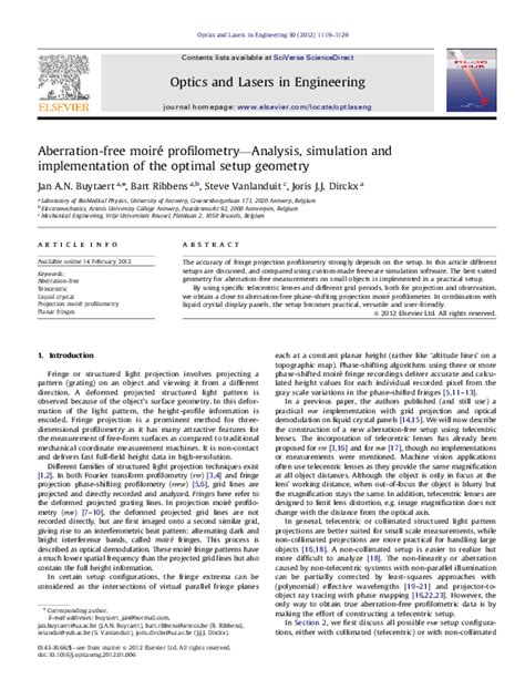Pdf Aberration Free Moiré Profilometry—analysis Simulation And Implementation Of The Optimal