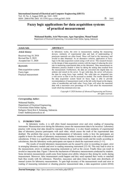 Fuzzy Logic Applications For Data Acquisition Systems Of Practical