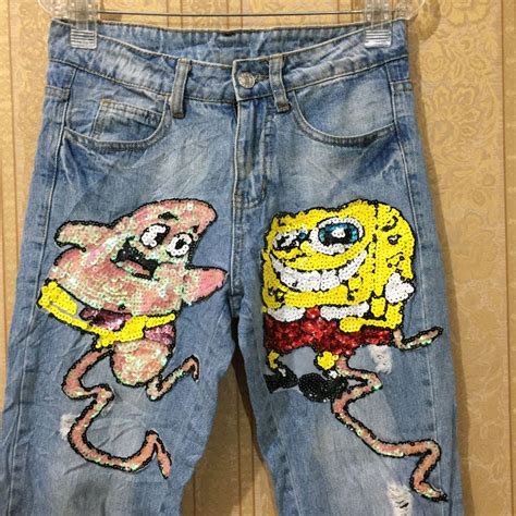 Spongebob Jeans Womens Fashion Bottoms Jeans On Carousell