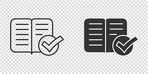 Flat Book Check Mark Icon On White Background Vector Badge Accept Mark Png And Vector With