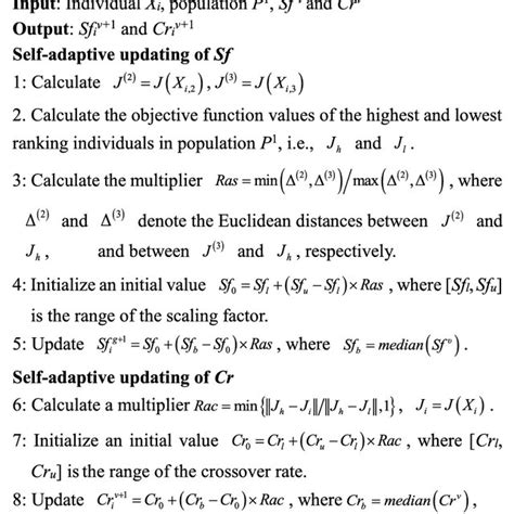 Algorithm 2 Self Adaptive Updating Operator Download Scientific Diagram