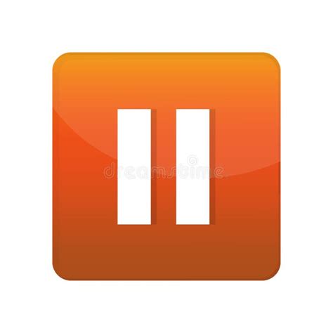 Square Orange Pause Button Vector Illustration Eps 10 Stock Vector