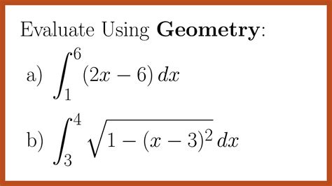 How To Evaluate Definite Integrals Using Geometry Triangles And A Circle Youtube
