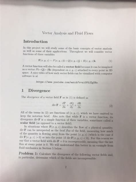 Solved Vector Analysis And Fluid Flows Introduction In This Chegg