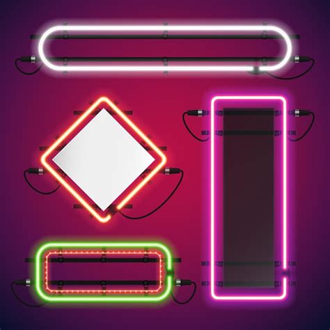 Premium Vector Neon Lights Rectangle Frames Set