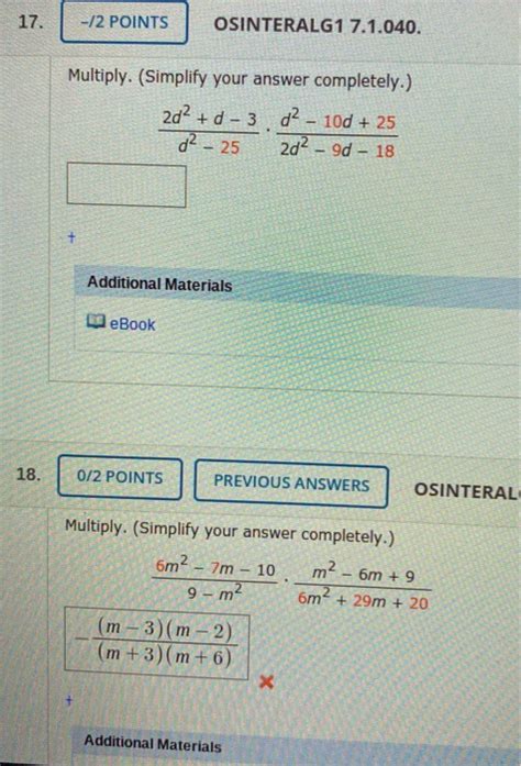 Solved Multiply Simplify Your Answer Completely Chegg Com