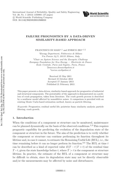 PDF Failure Prognostics By A Data Driven Similarity Based Approach