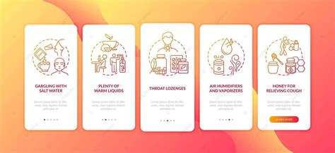 Layar Onboarding Aplikasi Seluler Untuk Mengobati Radang Tenggorokan Dengan Konsep Visual Vektor