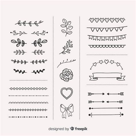 장식 디바이더 컬렉션 무료 벡터
