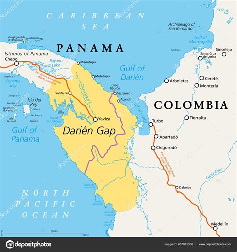 Darien Gap Mapa Político Región Geográfica Istmo Panamá 42 Off
