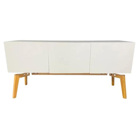 Mid Century Modern Style White Lacquered Sideboard Credenza Or Cabinet