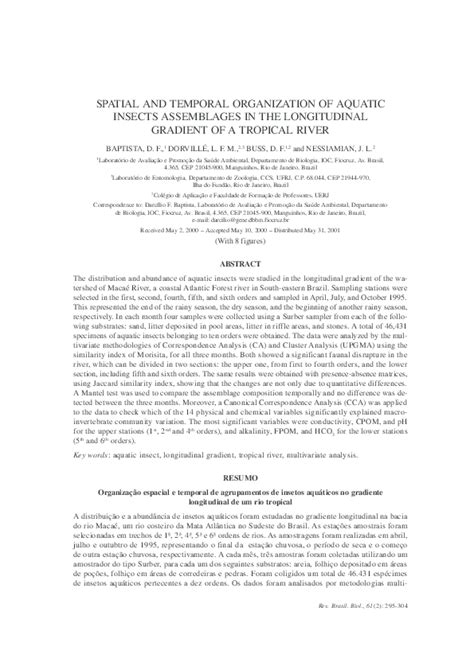 Pdf Spatial And Temporal Organization Of Aquatic Insects Assemblages