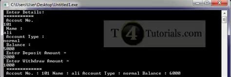 C Bank Account Program T Tutorials