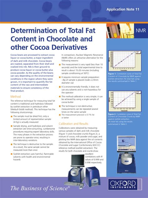 Determination Of Total Fat Content In Chocolate And Other Cocoa Derivatives Pdf Chocolate