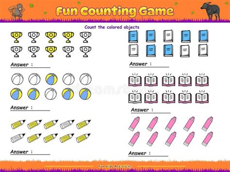 count the colored objects part two stock vector illustration of
