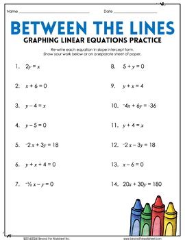 Graphing Linear Equations With Color Worksheet TPT