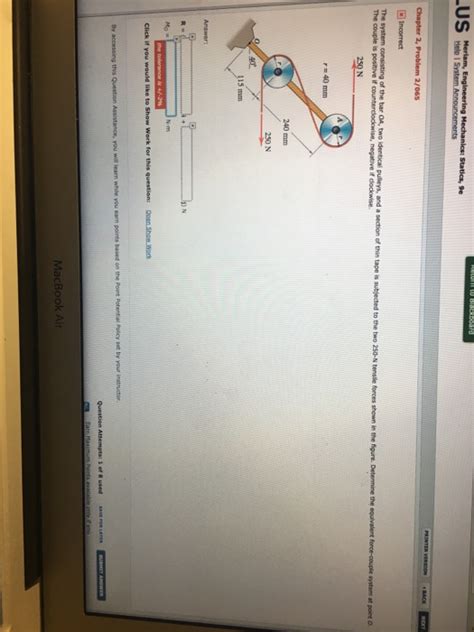 Solved The System Consisting Of The Bar OA Two Identical Chegg Com