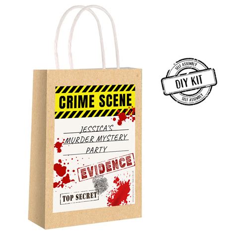 Murder Mystery Evidence Kit Paper Party Bags Pack Of 12 Crime Scene
