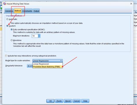 data imputation for missing values in spss