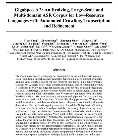 Open Datasets Gigaspeech Hours Of Southeast Asian Multilingual Speech Recognition
