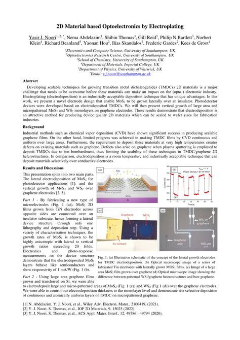 Pdf 2d Material Based Optoelectronics By Electroplating