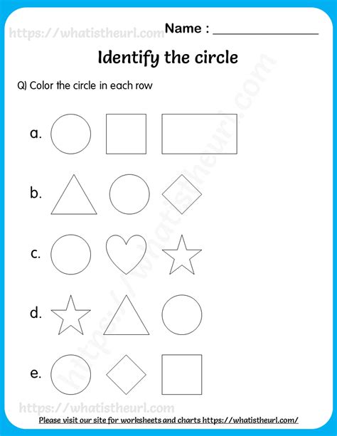 Worksheet On Identifying Circle Shape For Lower Kindergarten