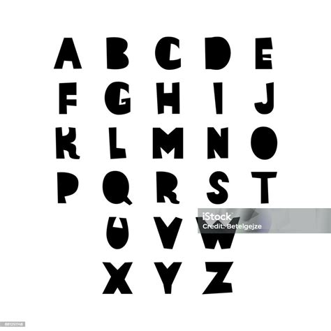 종이 공예 알파벳 밖으로 절단 손으로 그린 라틴 장식 글꼴 기호 낙서 벡터 디자인 요소입니다 0명에 대한 스톡 벡터 아트 및