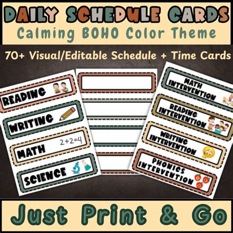 Boho Classroom Schedule Cards Visualeditableprintable K 5back To School