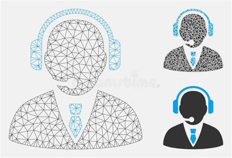 Support Manager Vector Mesh Network Model And Triangle Mosaic Icon Stock Vector Illustration