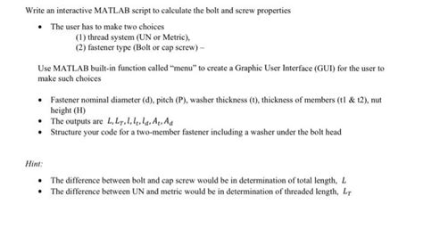 Solved Write An Interactive MATLAB Script To Calculate The Chegg Com
