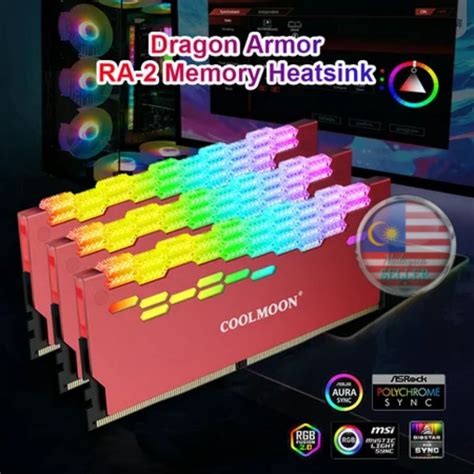 COOLMOON CM RA2 Crystal ARGB Memory RAM Cooler DDR Heatsink DIY PC Game DDR3 DDR4 ASUS Aura