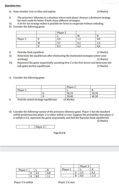 Solved Question Two A State Whether True Or False And Chegg Com