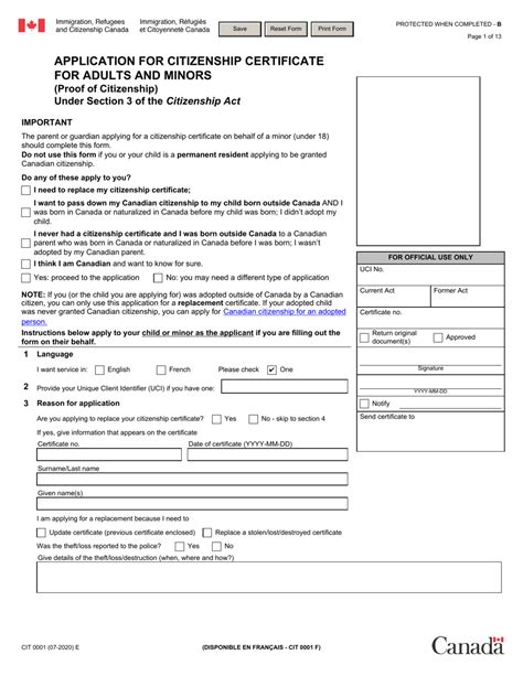 Form Cit0001 Fill Out Sign Online And Download Fillable Pdf Canada