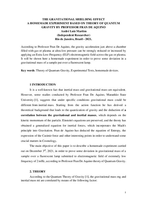 Pdf The Gravitational Shielding Effect Homemade Exp Dec