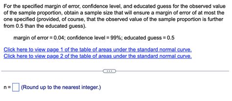 Solved For The Specified Margin Of Error And Confidence Chegg