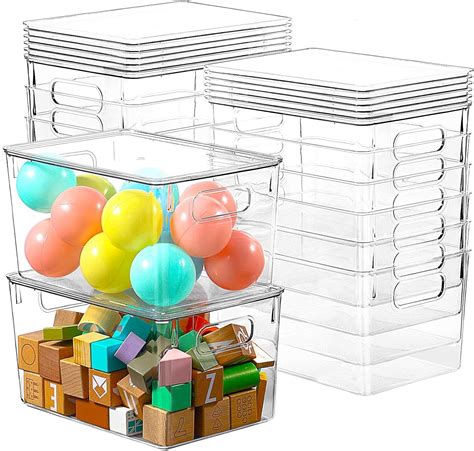 12 Pack Clear Storage Bins With Lids 7 Quart Stackable Storage Boxes For Storage And