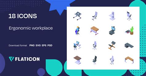 Ergonomic Workplace Icon Pack 18 Svg Icons