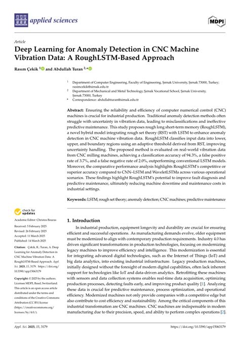 Pdf Deep Learning For Anomaly Detection In Cnc Machine Vibration Data